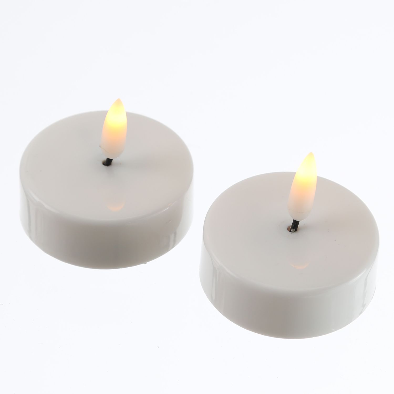 LED Maxi Teelichter - flackernde 3D Flamme - Kunststoff - Timer - D: 5 ...